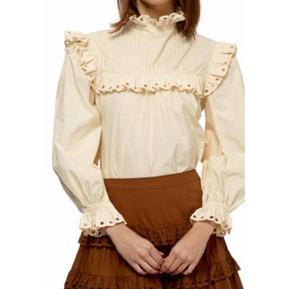 Stellah | Tops | New Stellah Eyelet Trimmed High Neck Top In Cream ...